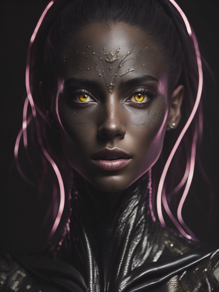 Premium Free ai Images | beautiful alien girl with pink skin and yellow ...