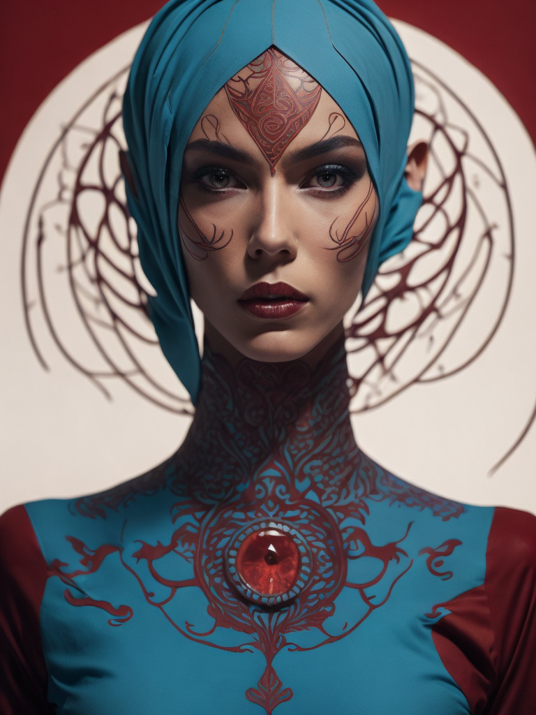 Premium Free ai Images | woman with red facial tattoos and eye makeup ...