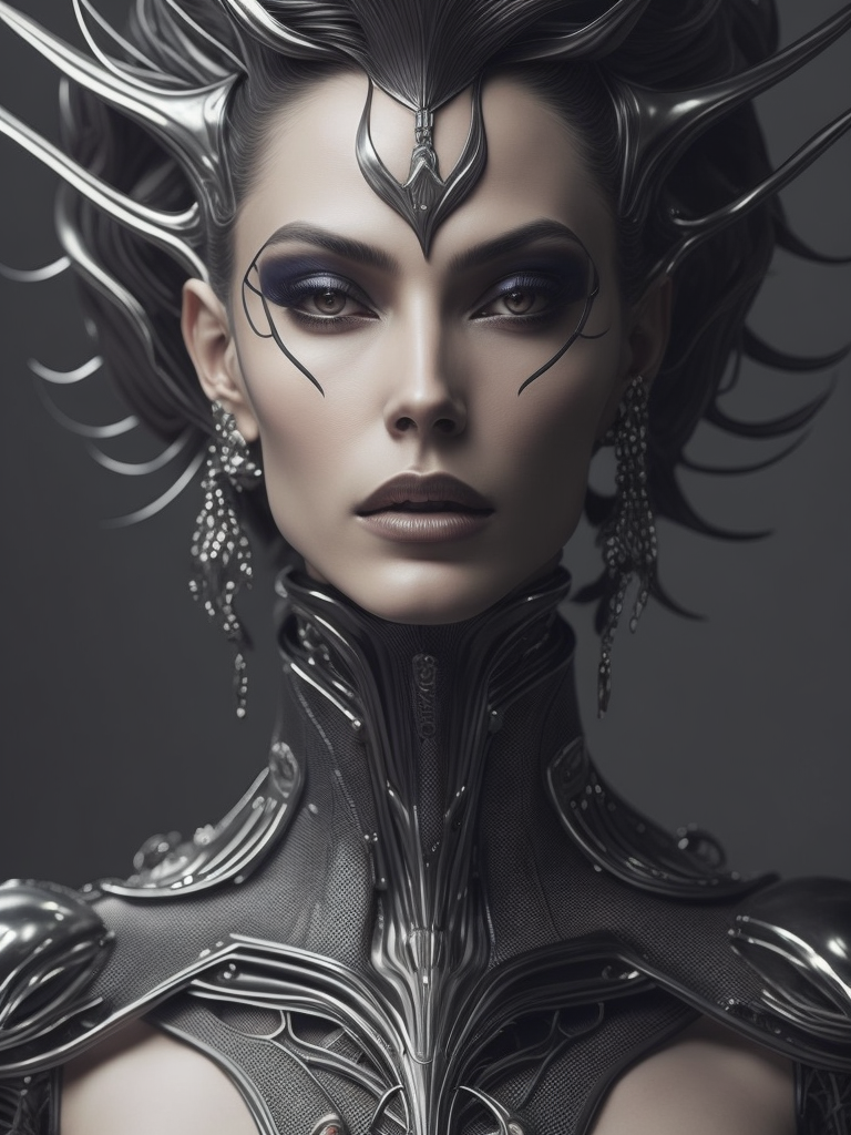 Premium Free ai Images | beautiful alien woman by hajime sorayama hedi ...