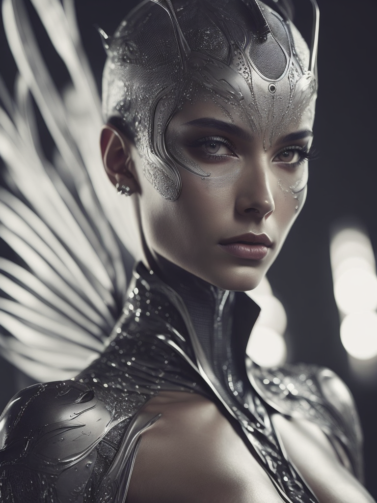 Premium Free ai Images | beautiful alien woman by hajime sorayama hedi ...