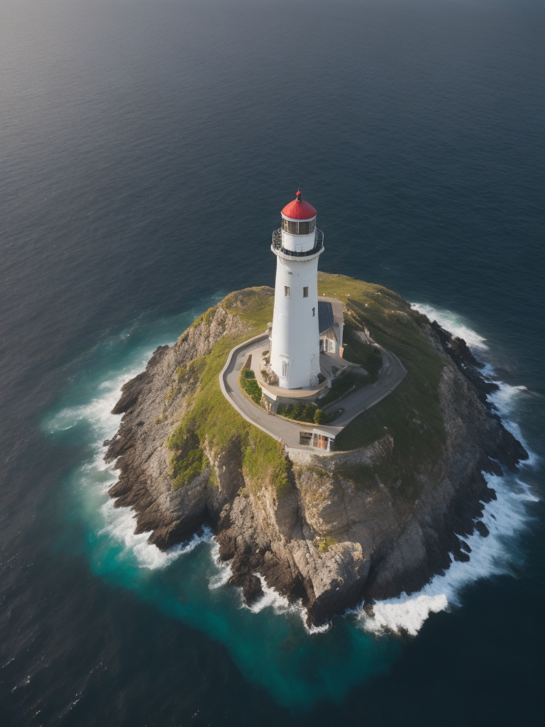 Premium Free ai Images | drone photography aerial view lighthouse ...