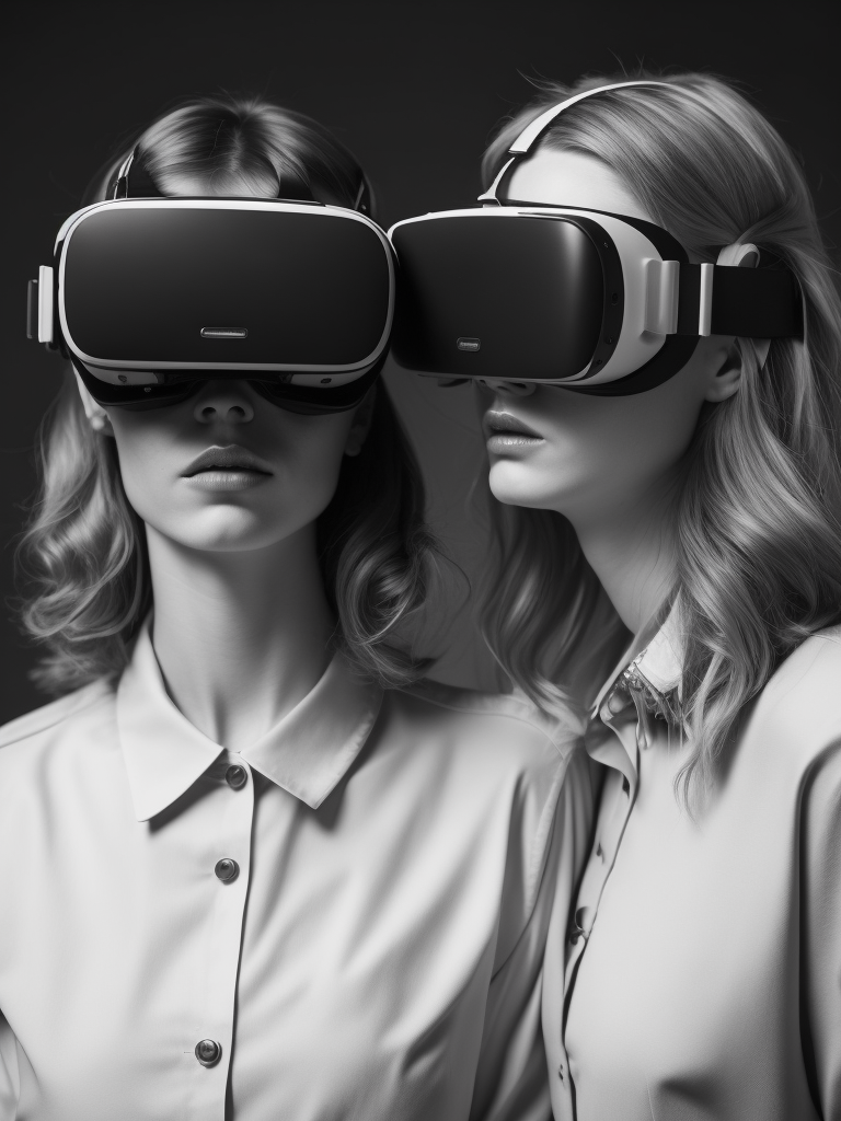 Premium Free ai Images | portrait of girls wearing prototype virtual reality goggles from black ...