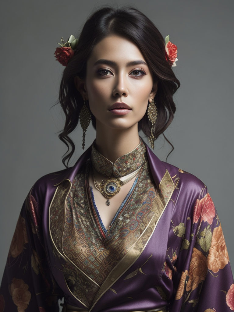 Premium Free ai Images | full body pose of woman in colorful intricate ...