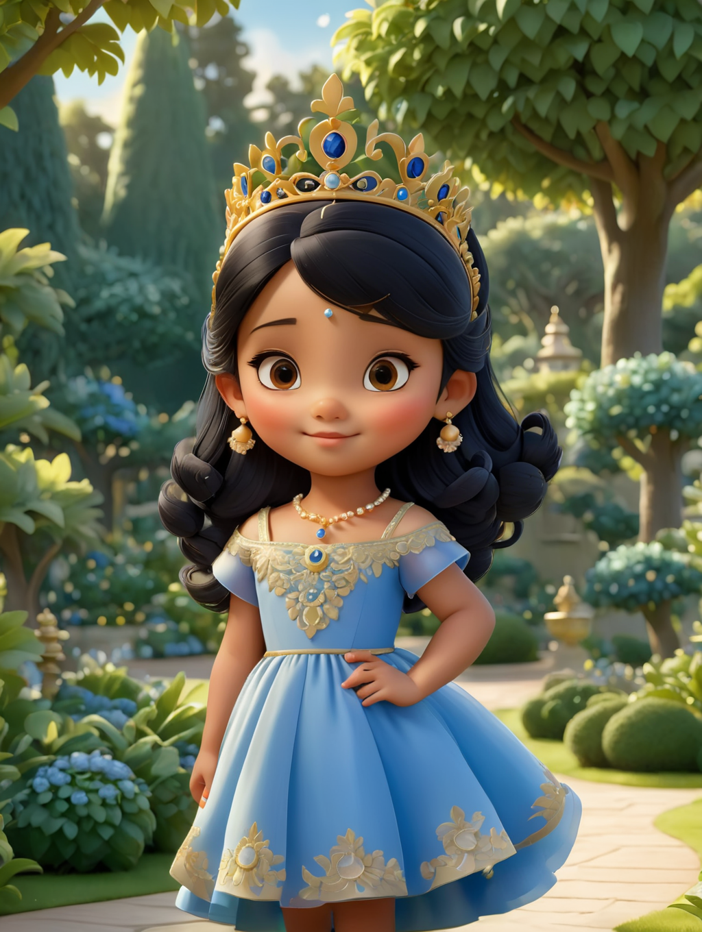 Premium Free ai Images | little princess girl with olive complexion and ...