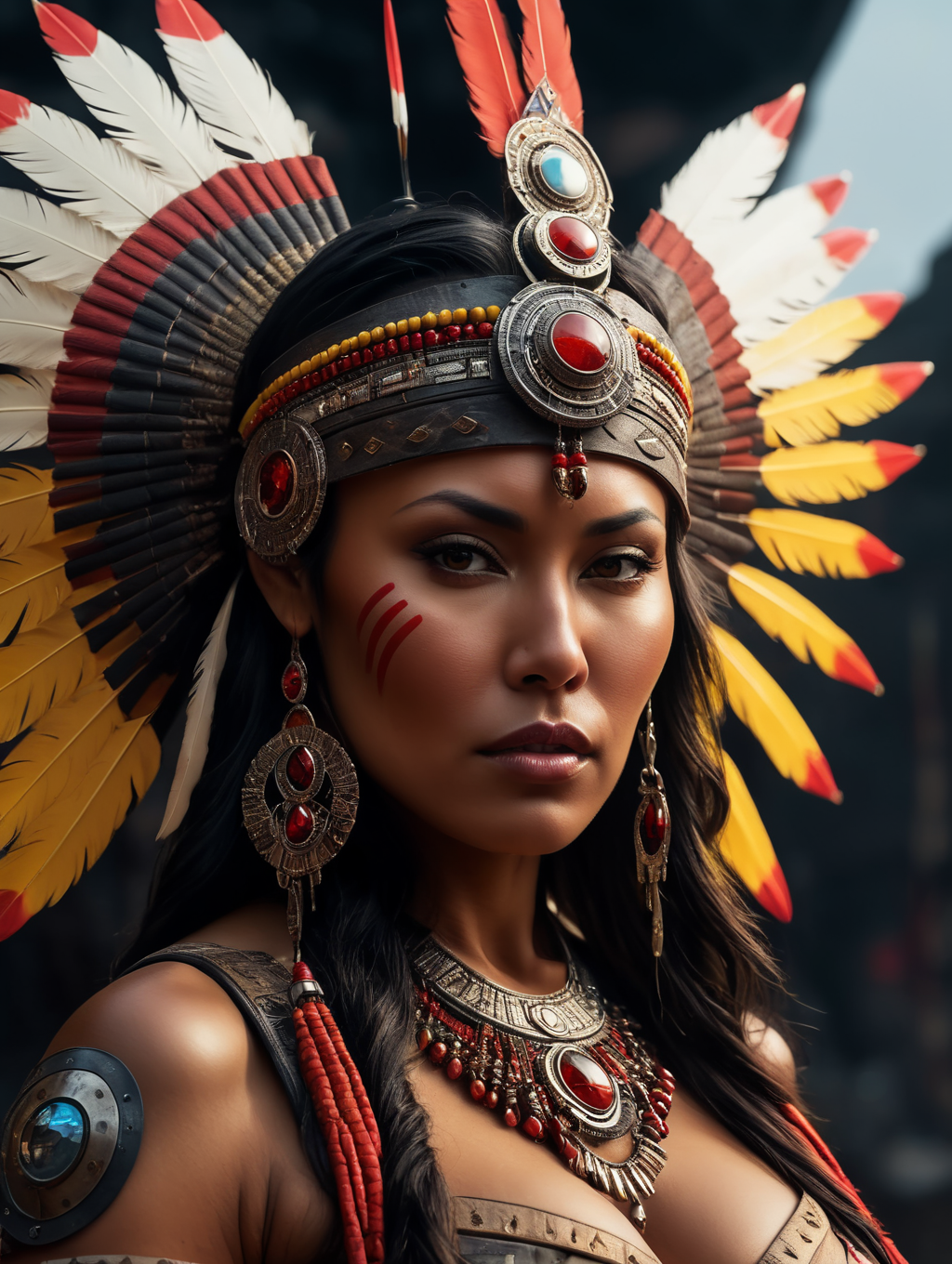 Premium Free ai Images | native american woman in regalia in the style ...