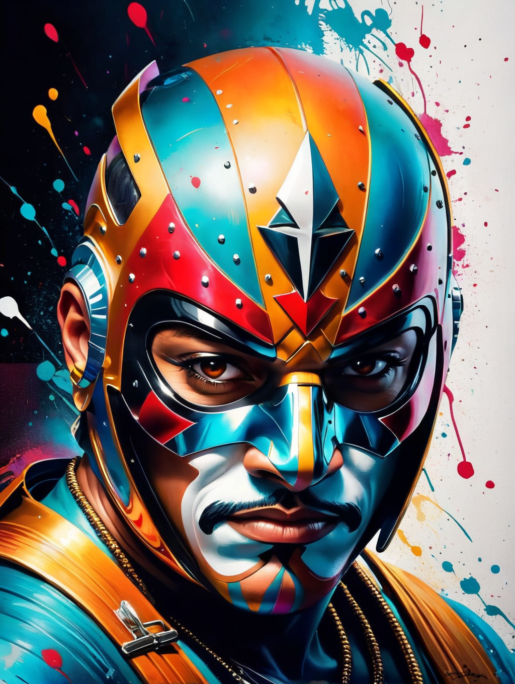 Premium Free ai Images | portrait of masked mexican wrestler vivid ...