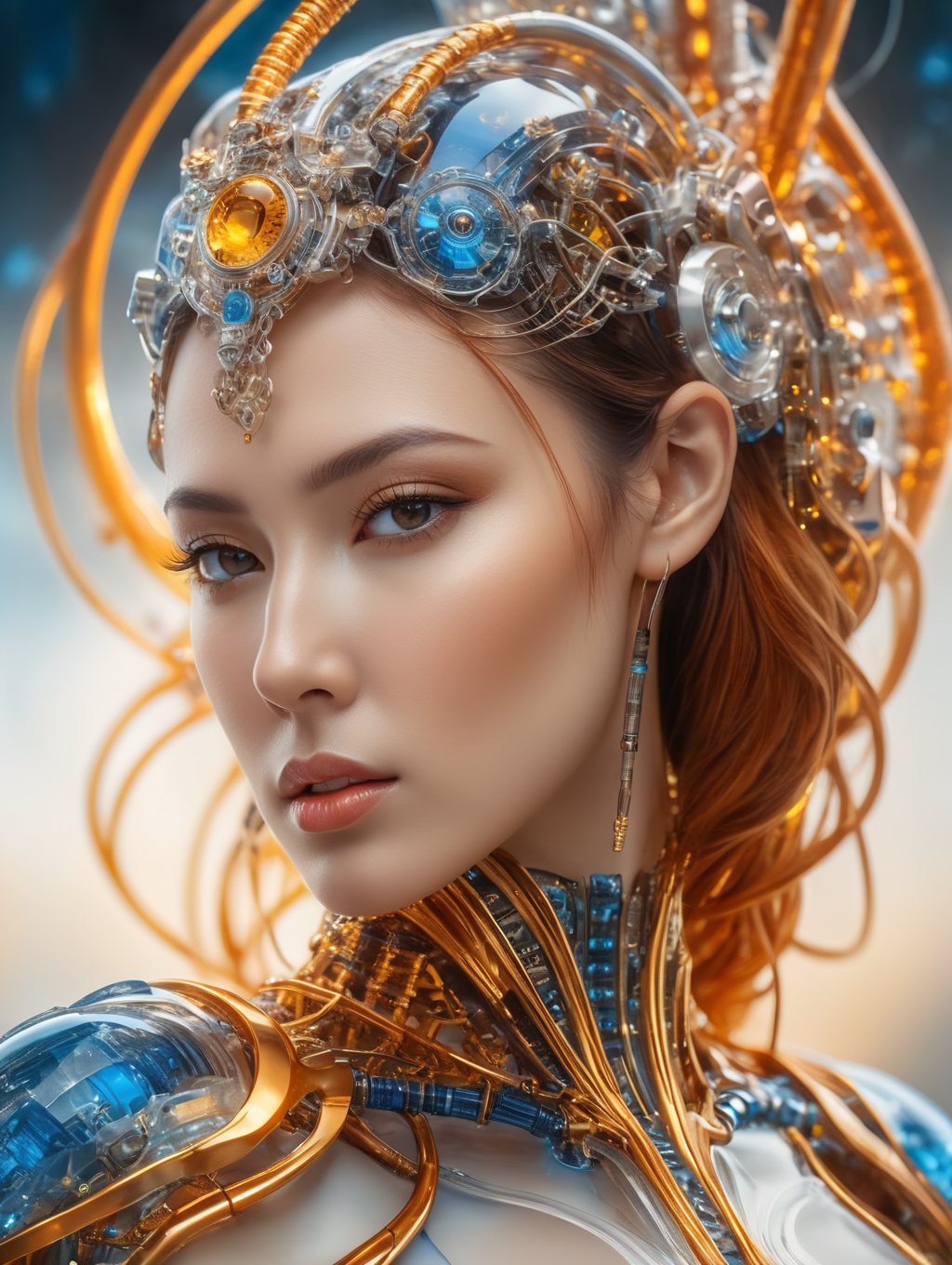 Premium Free ai Images | translucent women in biomechanical body liquid ...