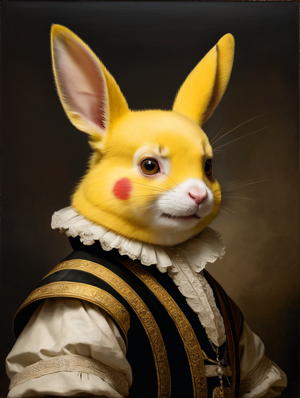 Premium Free ai Images | portrait of picachu style of rembrandt