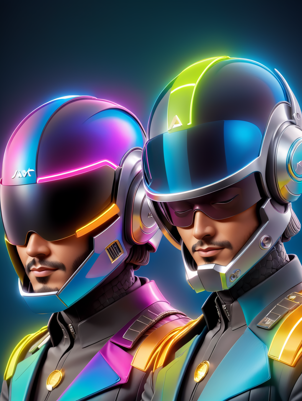 Premium Free ai Images | portrait of daft punk ultra realism super ...
