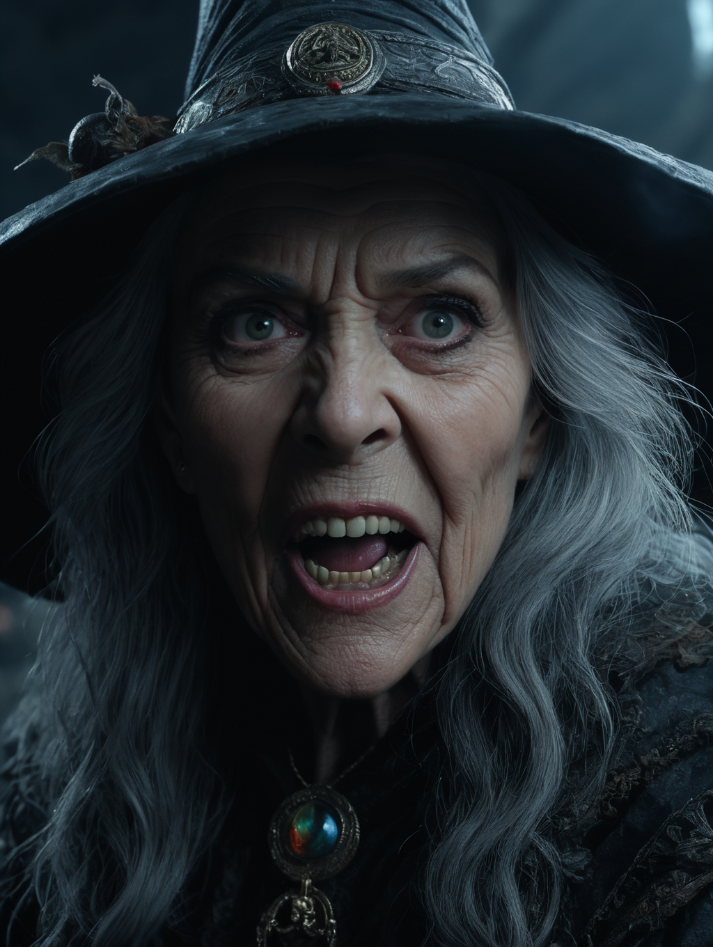 Premium Free ai Images | wimsical scary witch with asmirk and rotten ...
