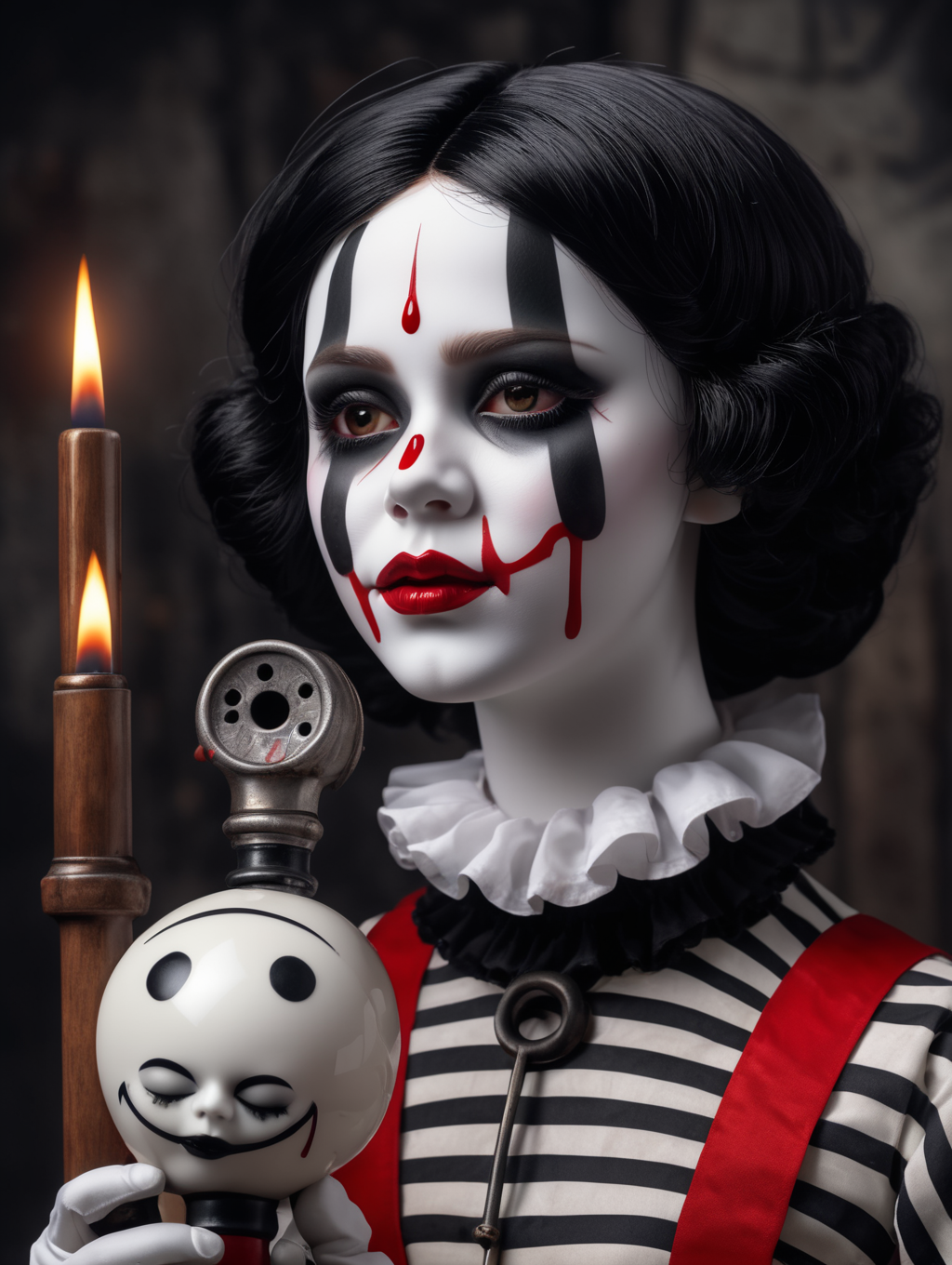 Premium Free ai Images | gothic porcelain dolls as mimes with tears of ...