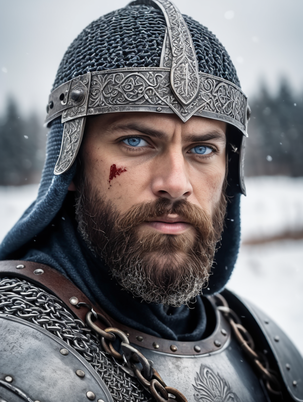 Premium Free ai Images | portrait of medieval slavic warrior with beard ...