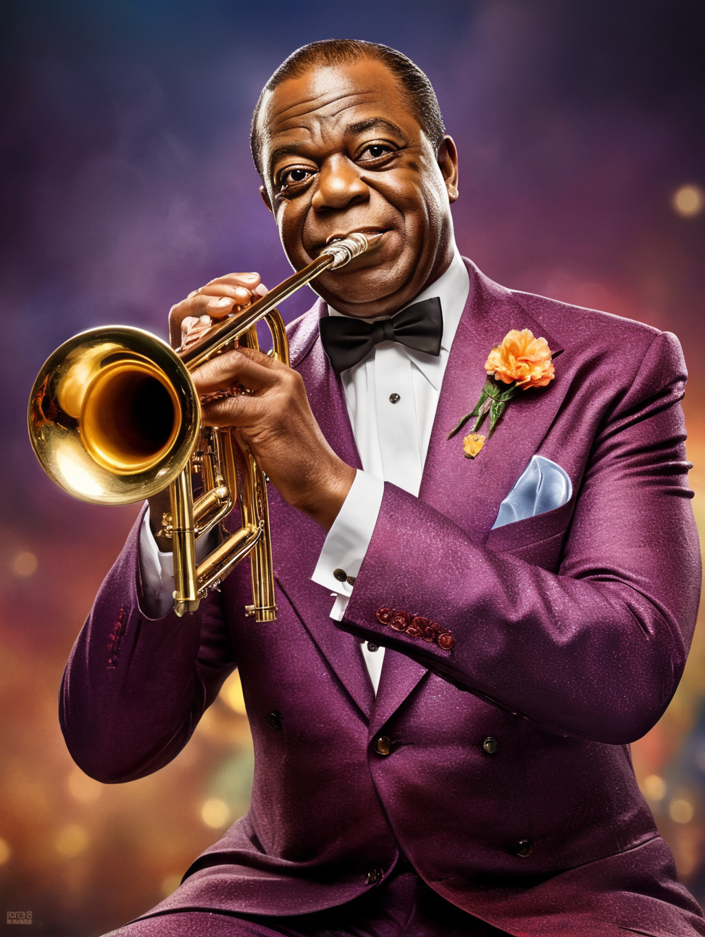 Premium Free ai Images | louis armstrong plays the trumpet dressed in ...