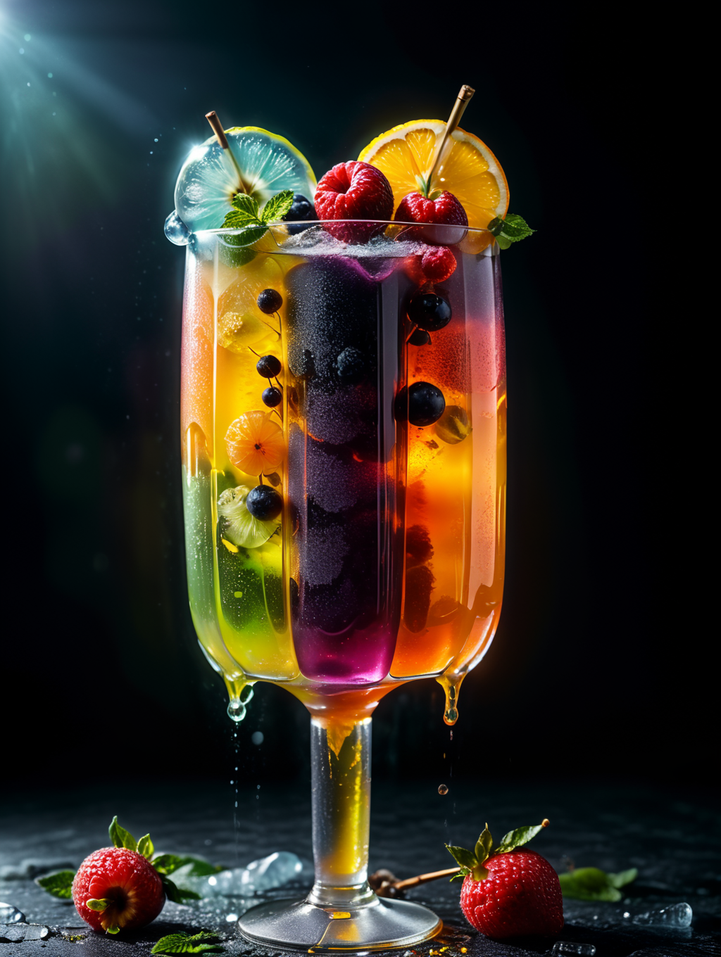 Premium Free ai Images | translucent frozen juice stick on stick bright ...