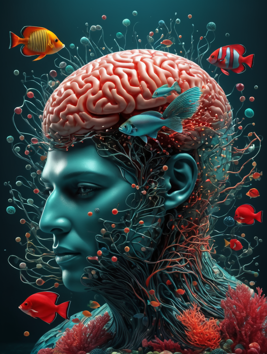 Premium Free ai Images | the brain was created by adding dots in the ...