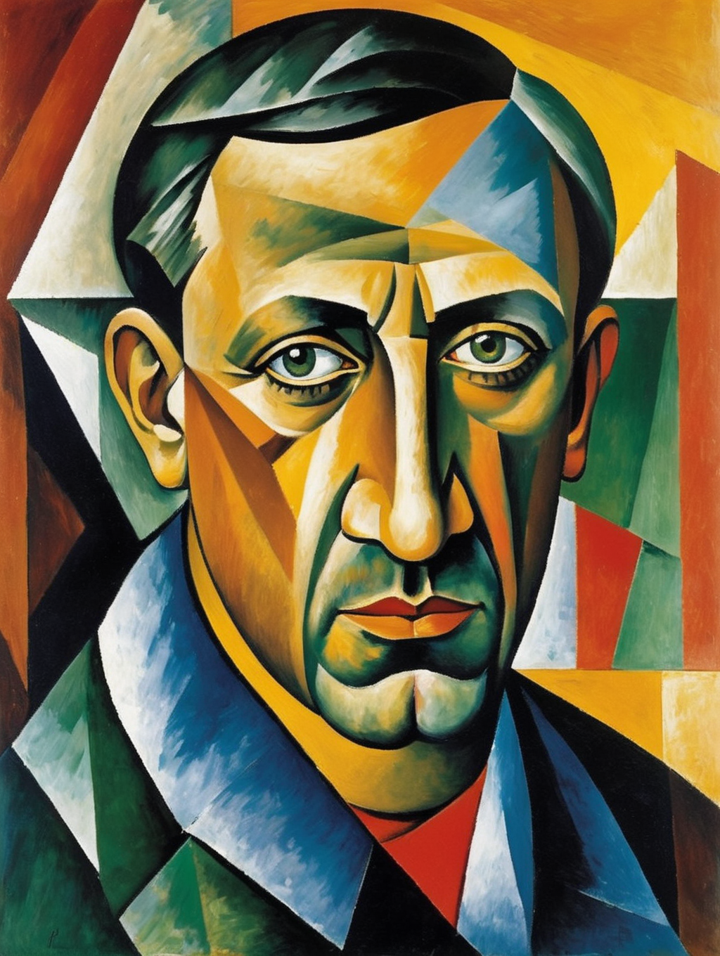 Premium Free ai Images | self portrait pf pablo picasso cubism
