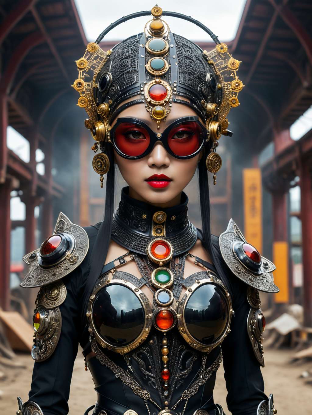 Premium Free ai Images | jeweled mask solarpunk travaler futuristic ...
