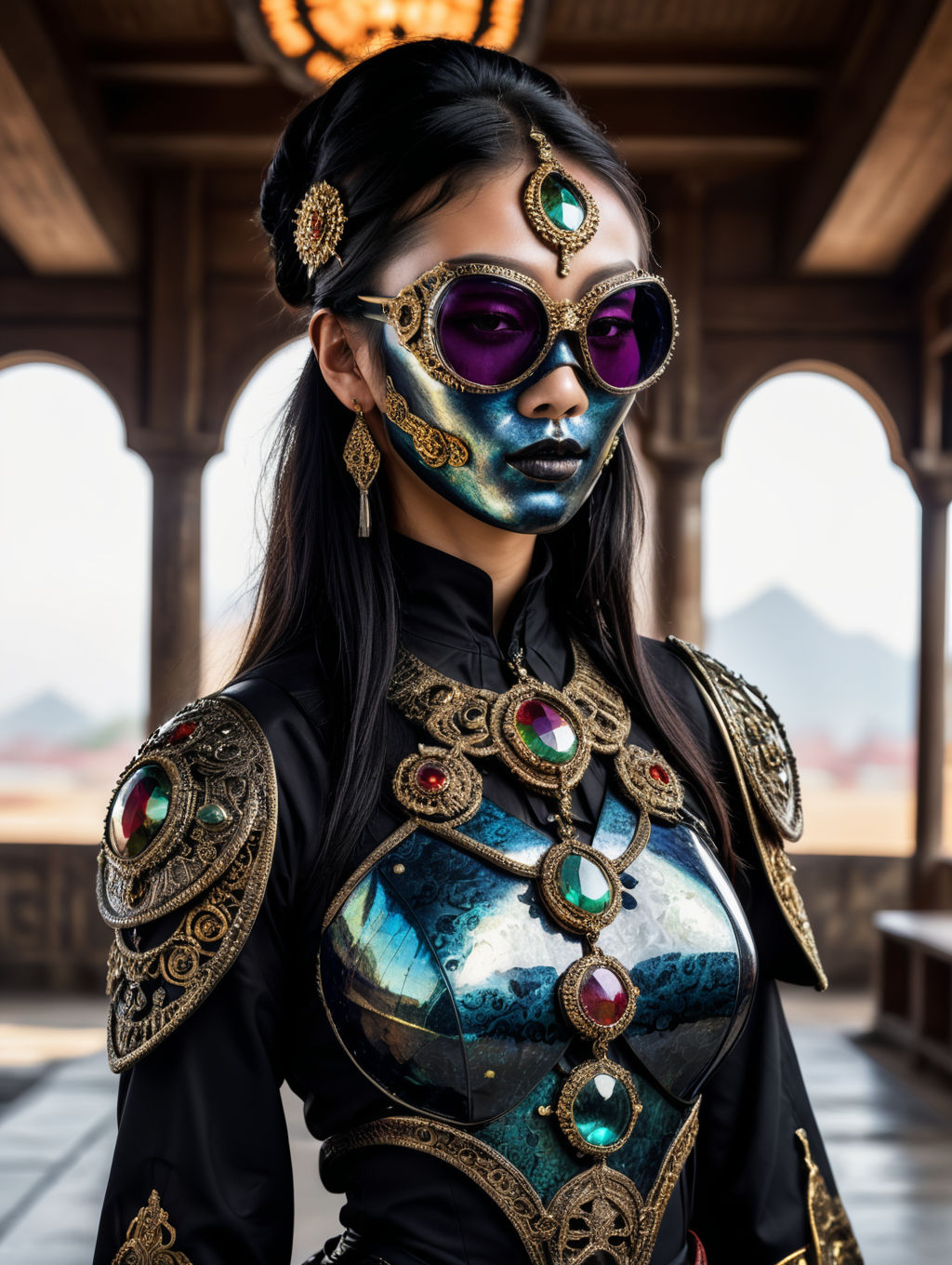 Premium Free ai Images | jeweled mask solarpunk travaler futuristic ...
