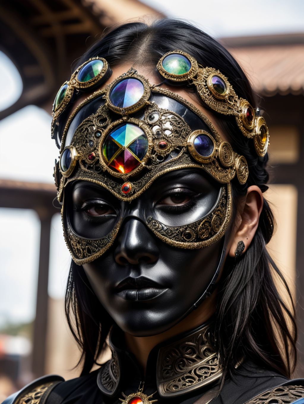 Premium Free ai Images | jeweled mask solarpunk travaler futuristic ...