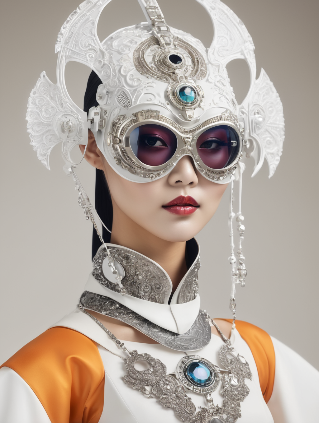 Premium Free ai Images | jeweled mask solarpunk travaler futuristic ...