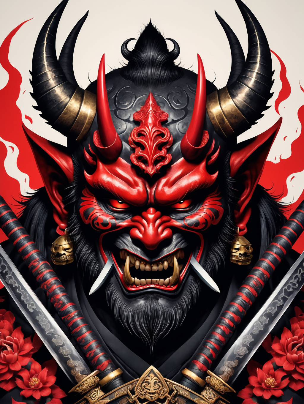 Premium Free ai Images | illustration of demon with two swords and ...