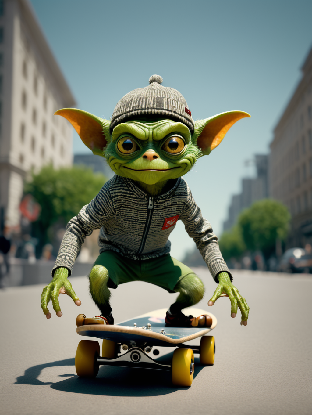 Premium Free ai Images | leica portrait of gremlin skateboarding coded ...