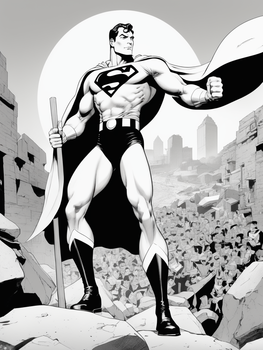 Premium Free ai Images | super man dc comics black and white usa style ...