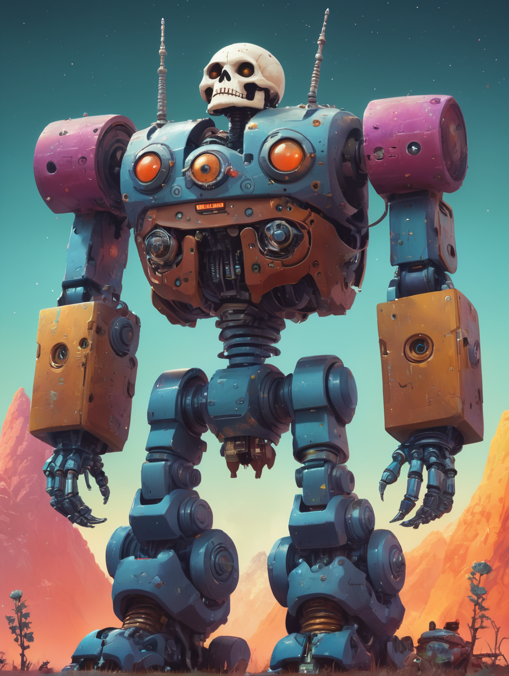 Premium Free ai Images | cartoon style photo of huge savage skelton ...