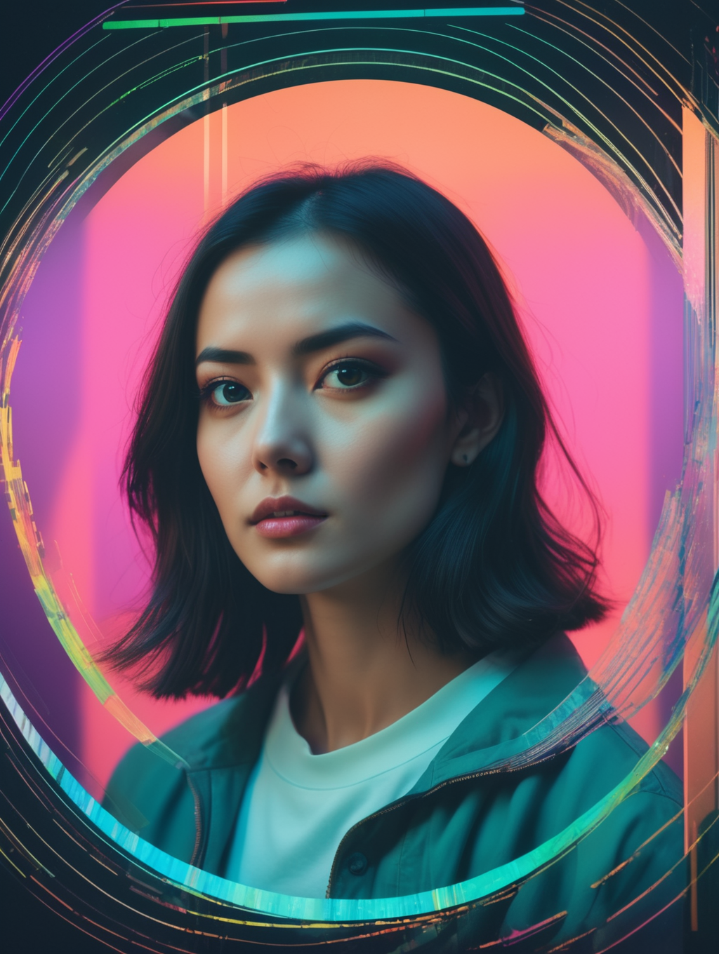 Premium Free ai Images | shifting spectra mixed multimedia portrait ...