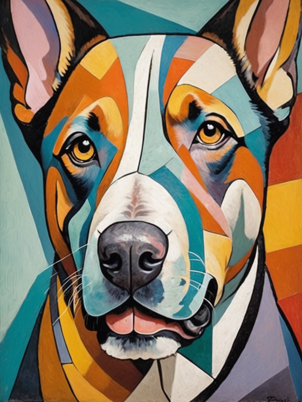 Premium Free ai Images | dogs face pablo picasso cubism vibrant colors