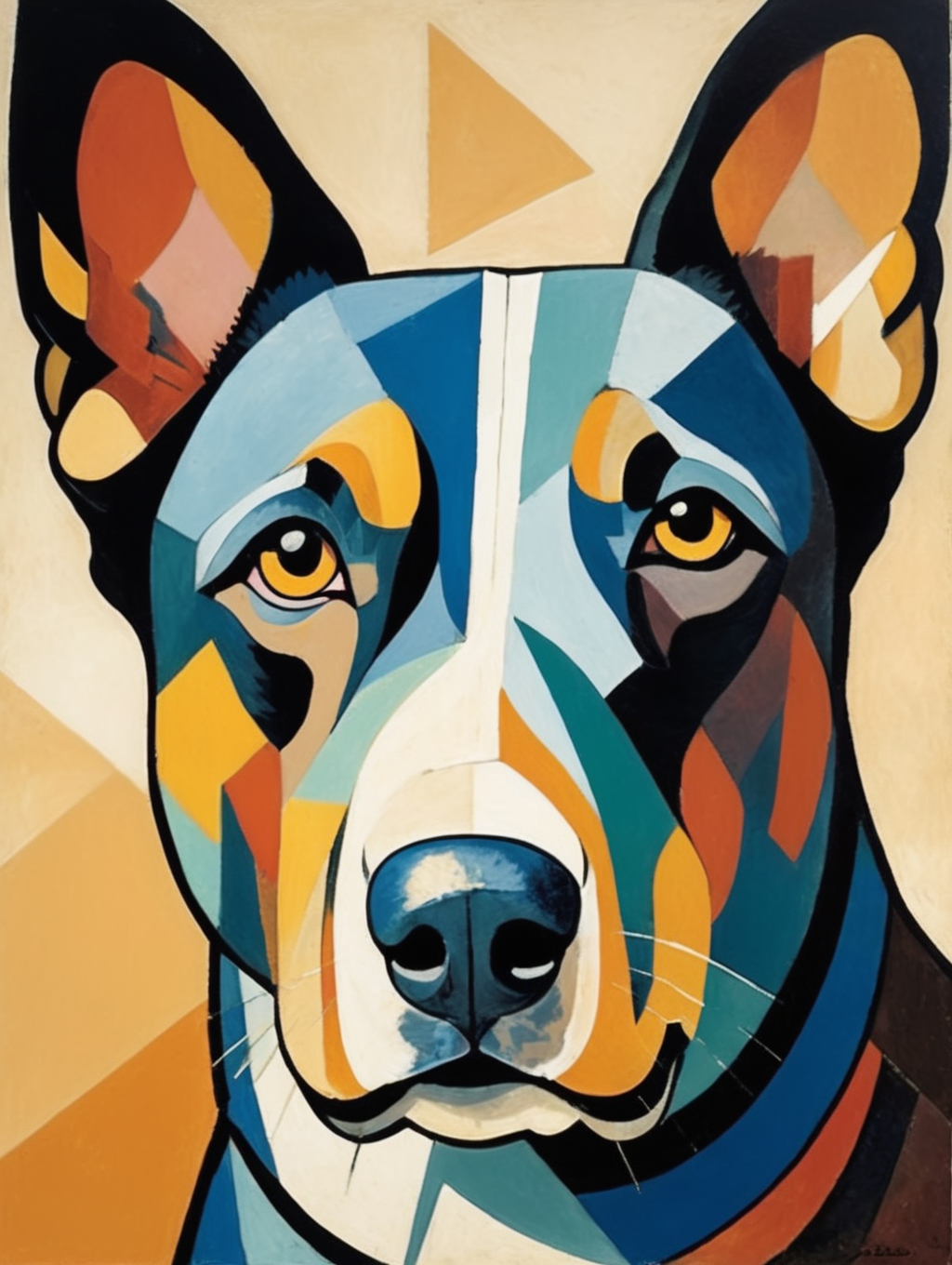 Premium Free ai Images | dogs face pablo picasso cubism vibrant colors