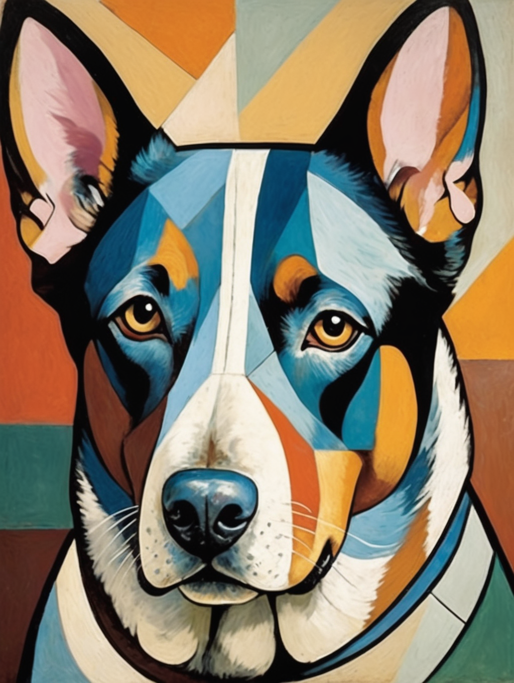 Premium Free ai Images | dogs face pablo picasso cubism vibrant colors