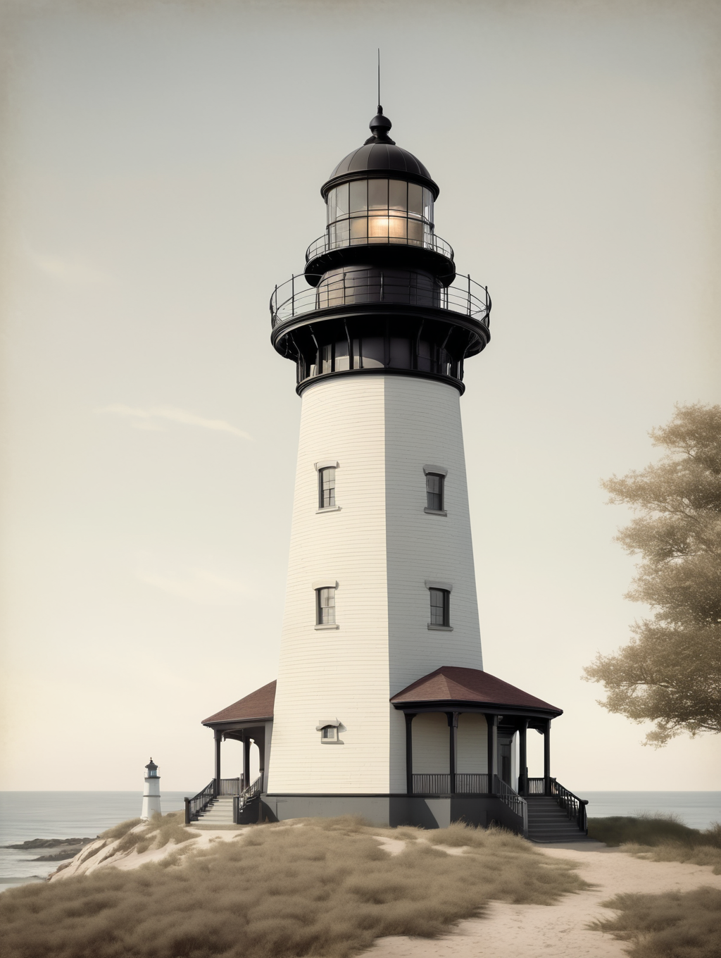 Premium Free ai Images | historic rendering of an old lighthouse