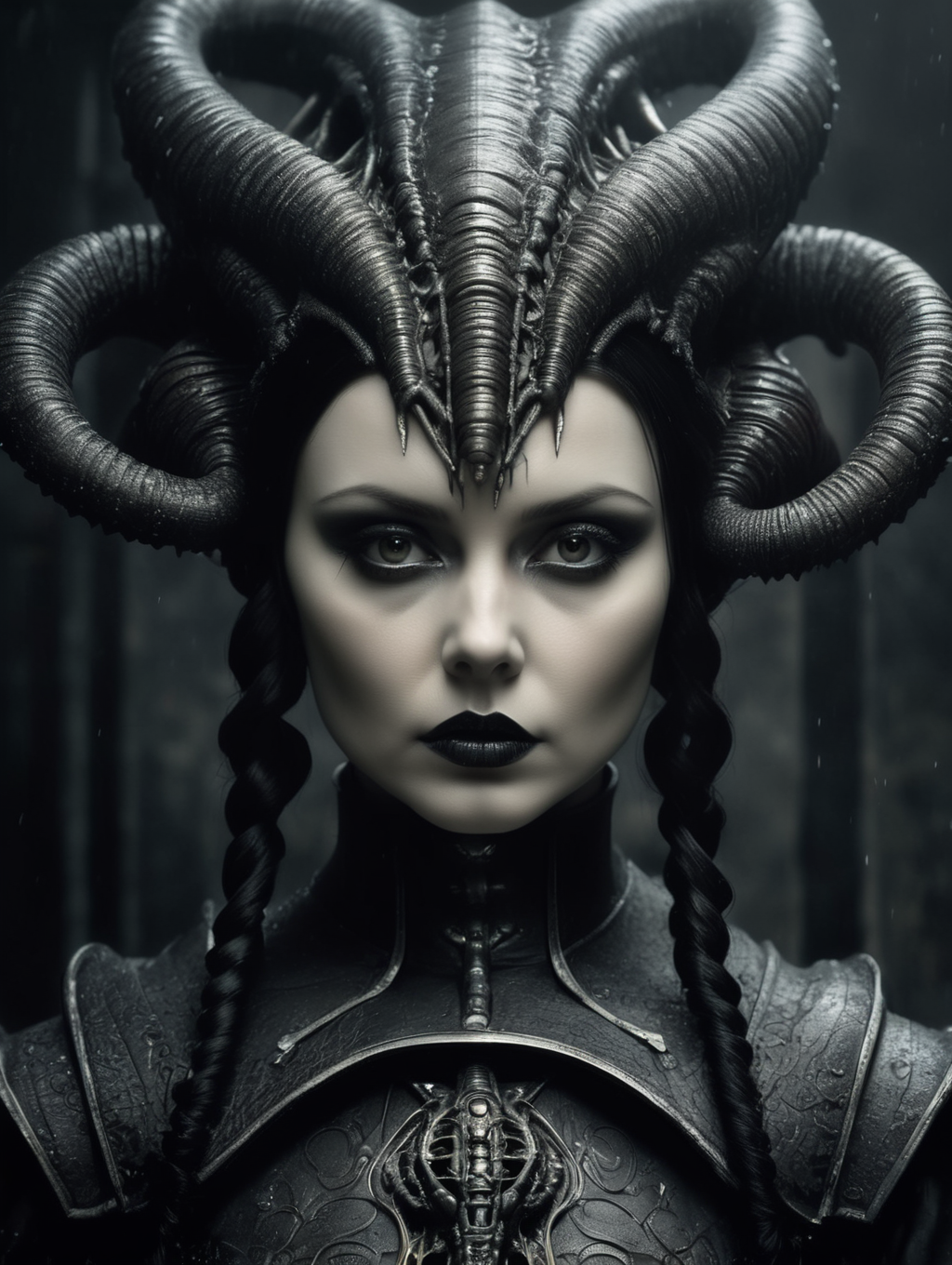 Premium Free ai Images | hyper realistic wednesday adams wet plate ...