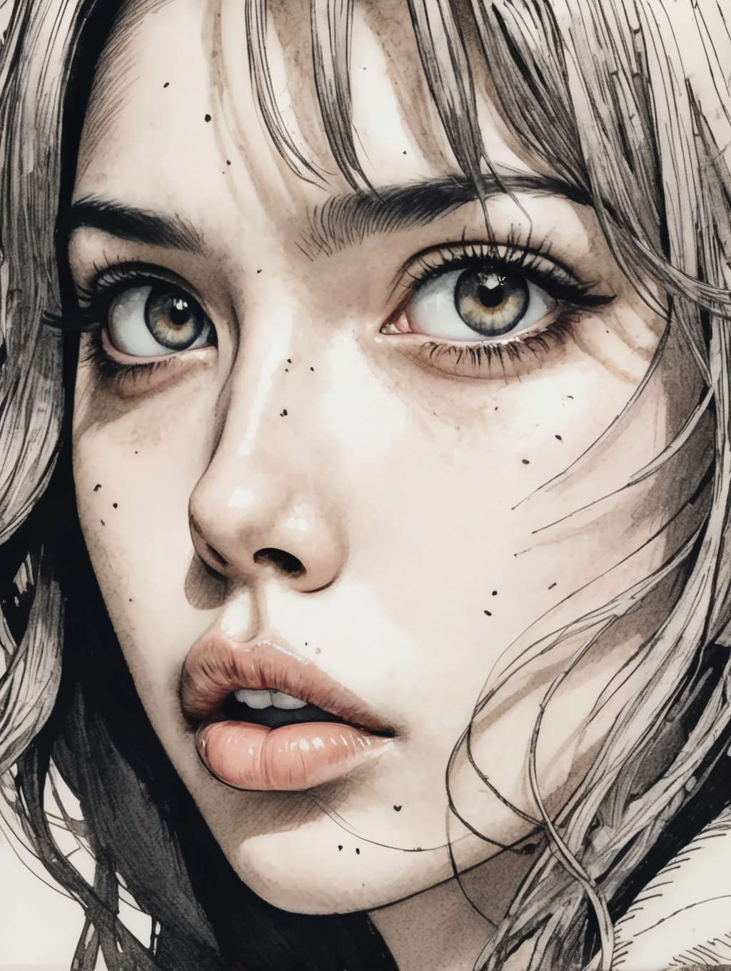 Premium Free ai Images | scratchy pen strokes blind contour fisheye ...