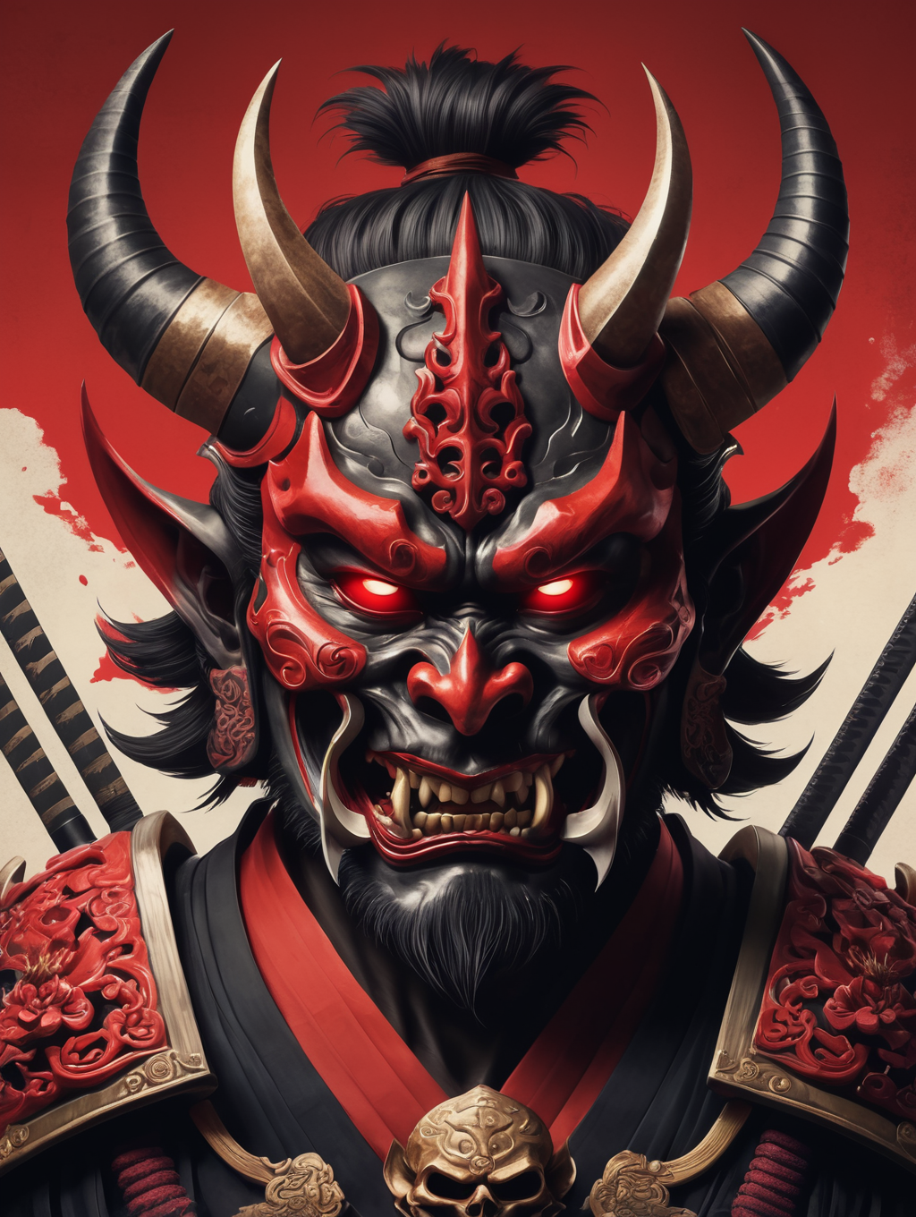 Premium Free ai Images | illustration of demon with two swords and ...