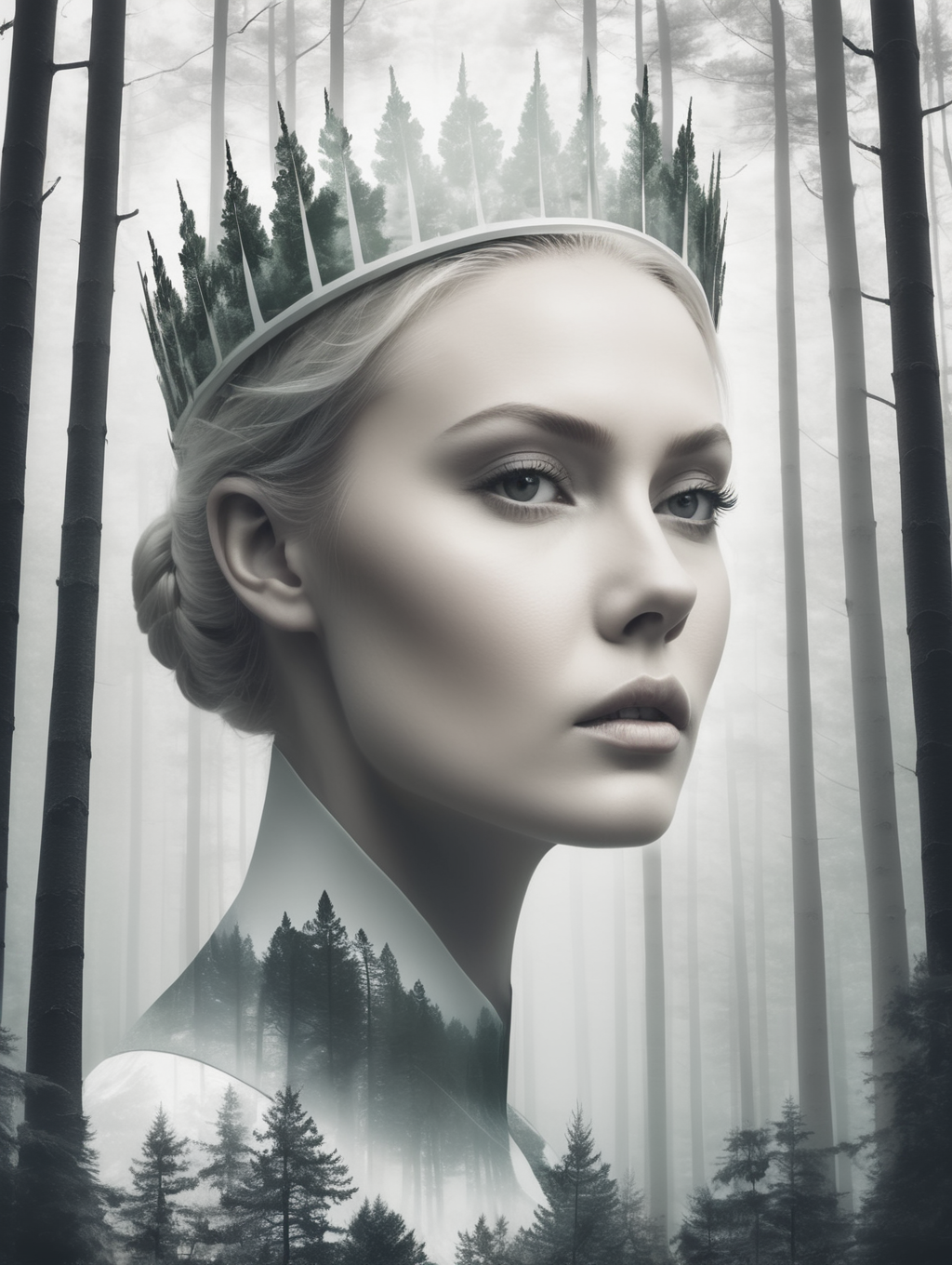 Premium Free ai Images | nordic queen filled with forest double ...