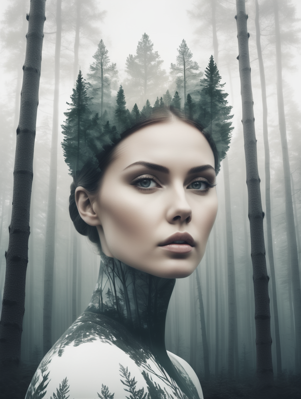 Premium Free ai Images | nordic queen filled with forest double ...