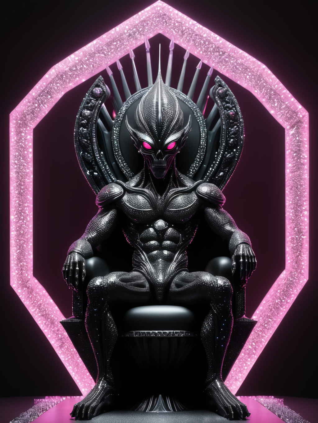 Premium Free ai Images | alien made of diamonds and glitter black neon ...