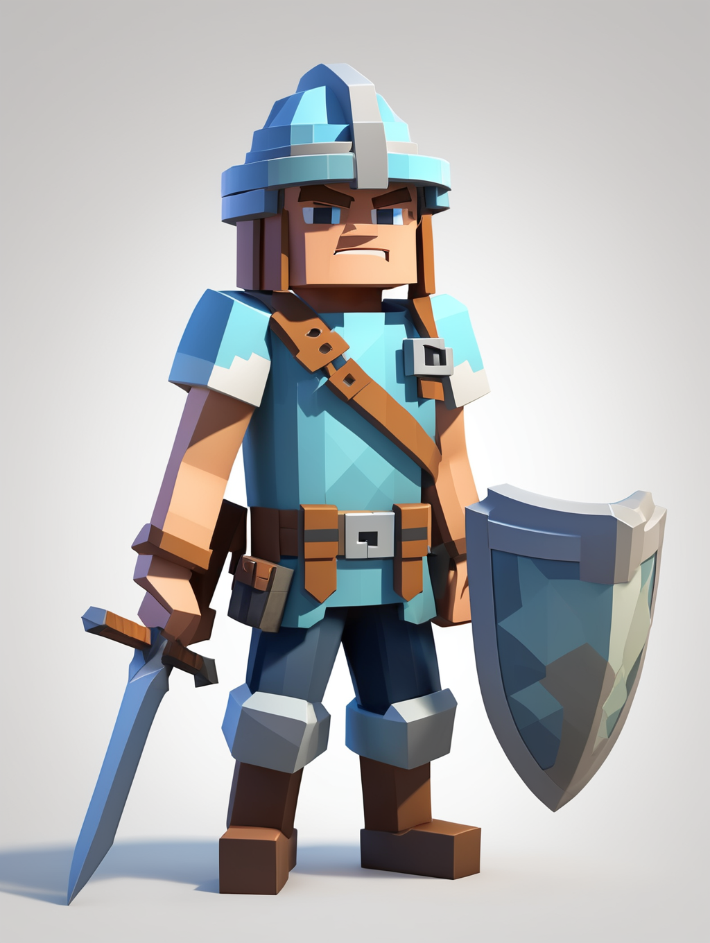 Premium Free ai Images | cel shaded low poly style raider video game character minecraft roblox ...