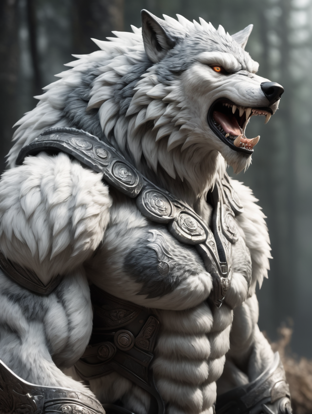 Premium Free ai Images | highly muscular anthropomorphic wolf character ...