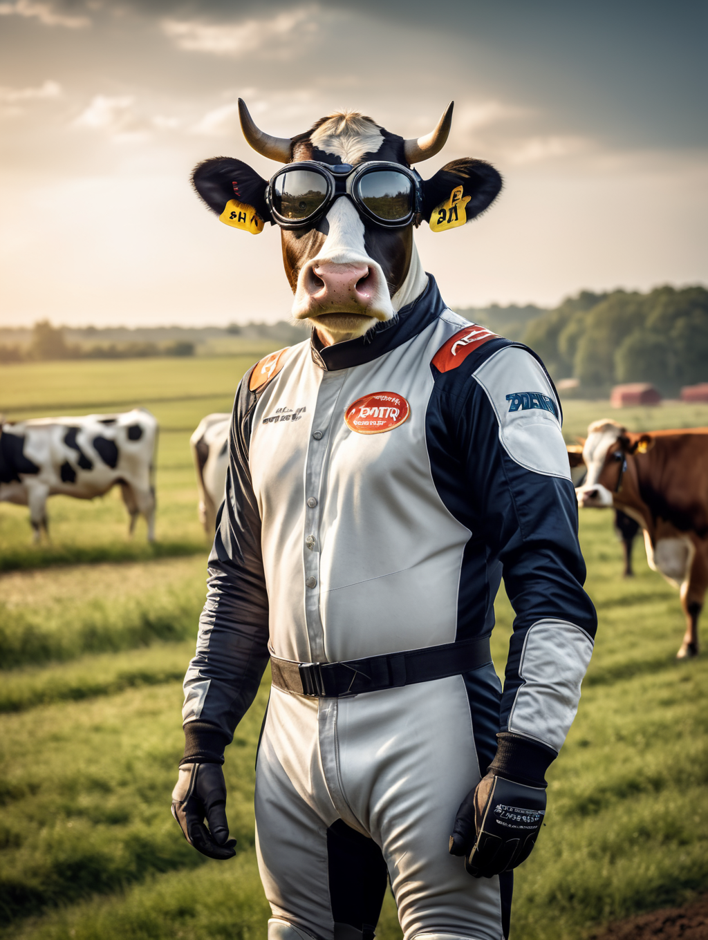 Premium Free ai Images | draw cow standing in farm field the cow is ...