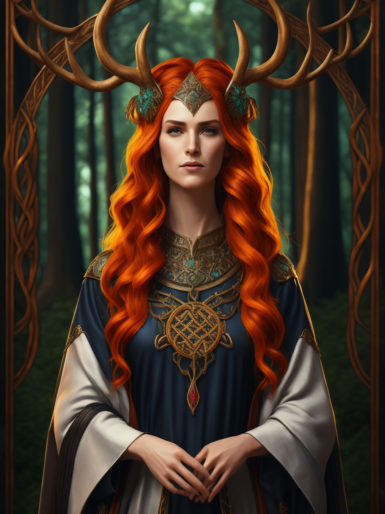 Premium Free ai Images | stained glass effect celtic pagan red haired ...