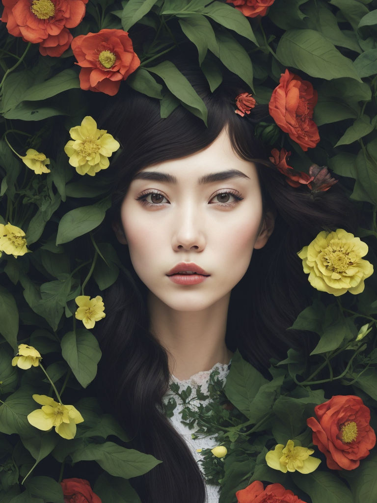 Premium Free ai Images | beautiful cute front portrait korean ninfa big ...