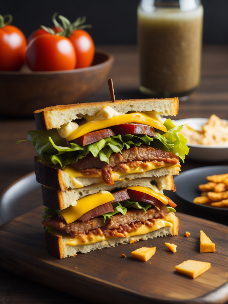Premium Free ai Images | mouthwatering club sandwich captured in high ...