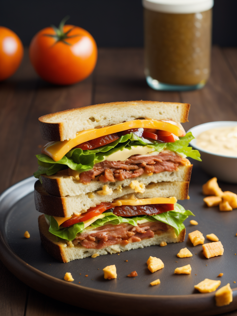 Premium Free ai Images | mouthwatering club sandwich captured in high ...