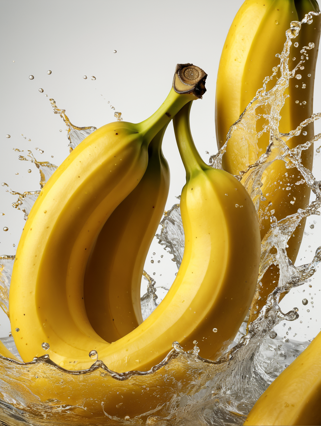 Premium Free ai Images | yellow bannanas with splash white background