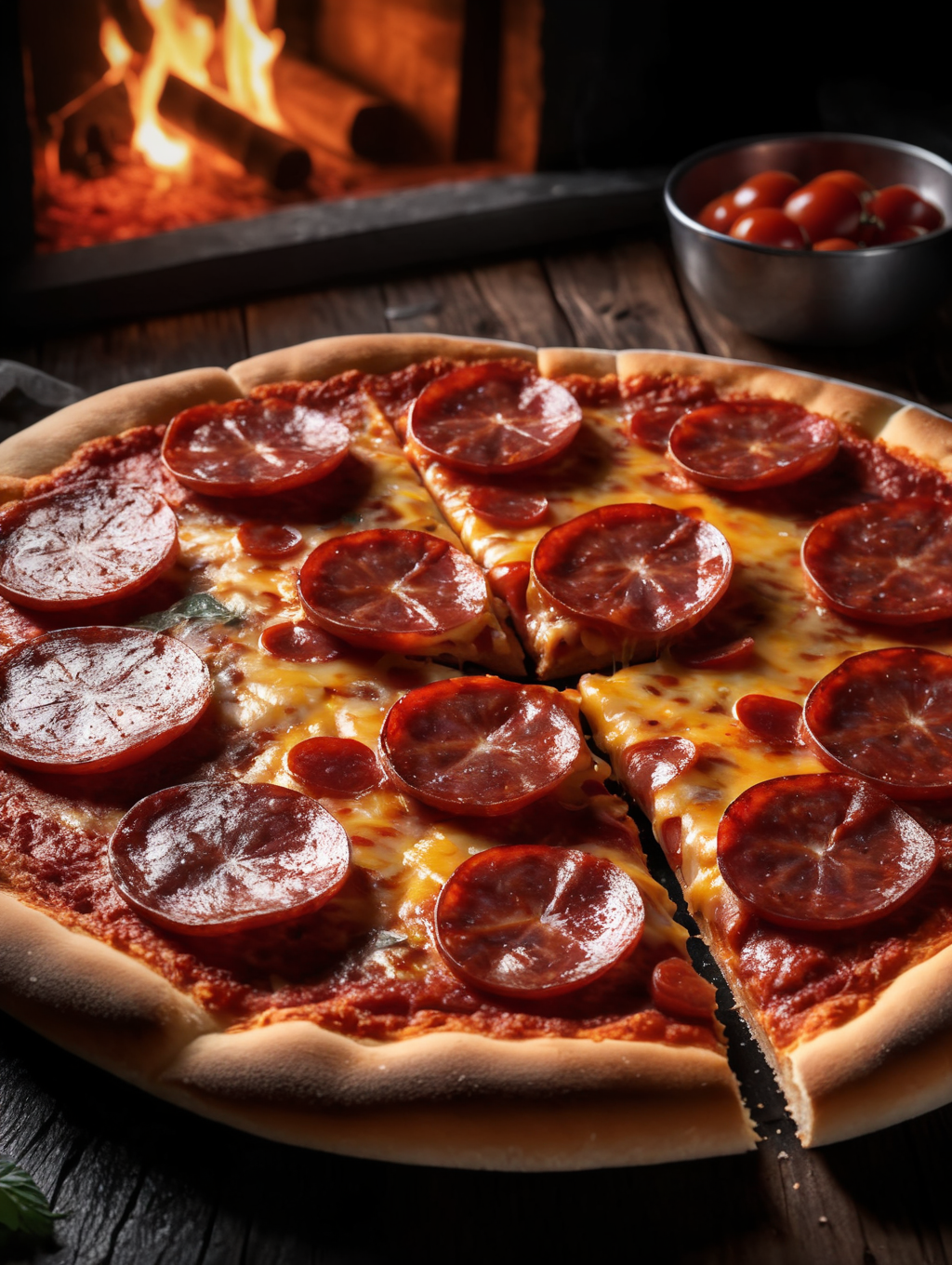 Premium Free ai Images | homemade pizza photography dark atmosphere an ...