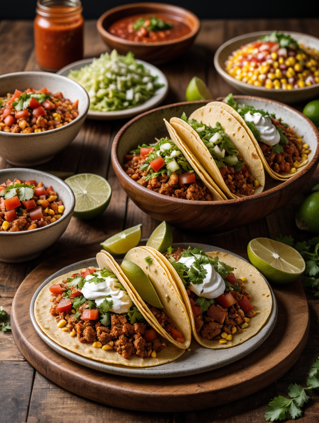 Premium Free ai Images | tacos de pollo molido con salsa la receta ...