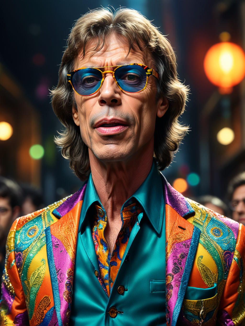 Premium Free ai Images | mick jagger wearing brightly patterned jacket ...